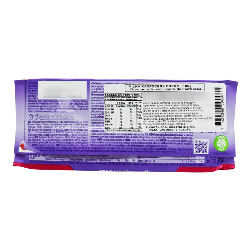 Chocolate Importado Milka Raspberry Creme 100g | Tabacaria da Mata